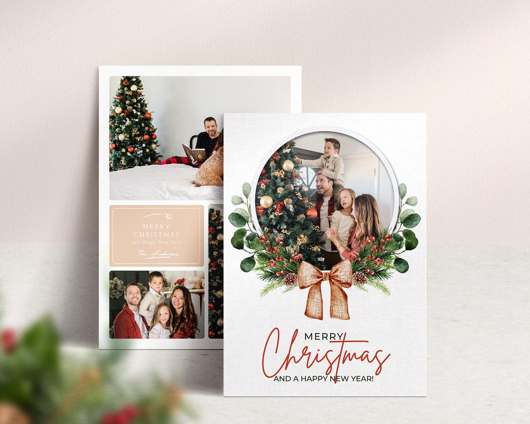 Christmas Card Canva Template, Customizable Festive Greeting Card ...