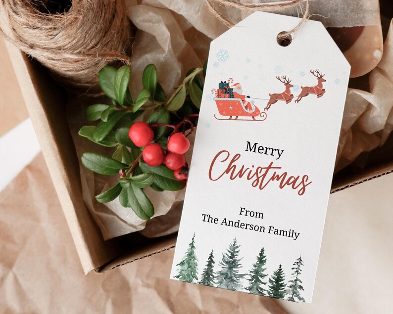 Editable Christmas Tag Template – Canva DIY Holiday Tags – Instant ...