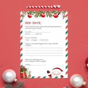 Letter to Santa - Printable PDF - Christmas Wish List for Kids - DIY ...