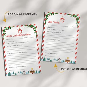 Letter to Santa Printable PDF Christmas Wish List for Kids DIY Santa ...