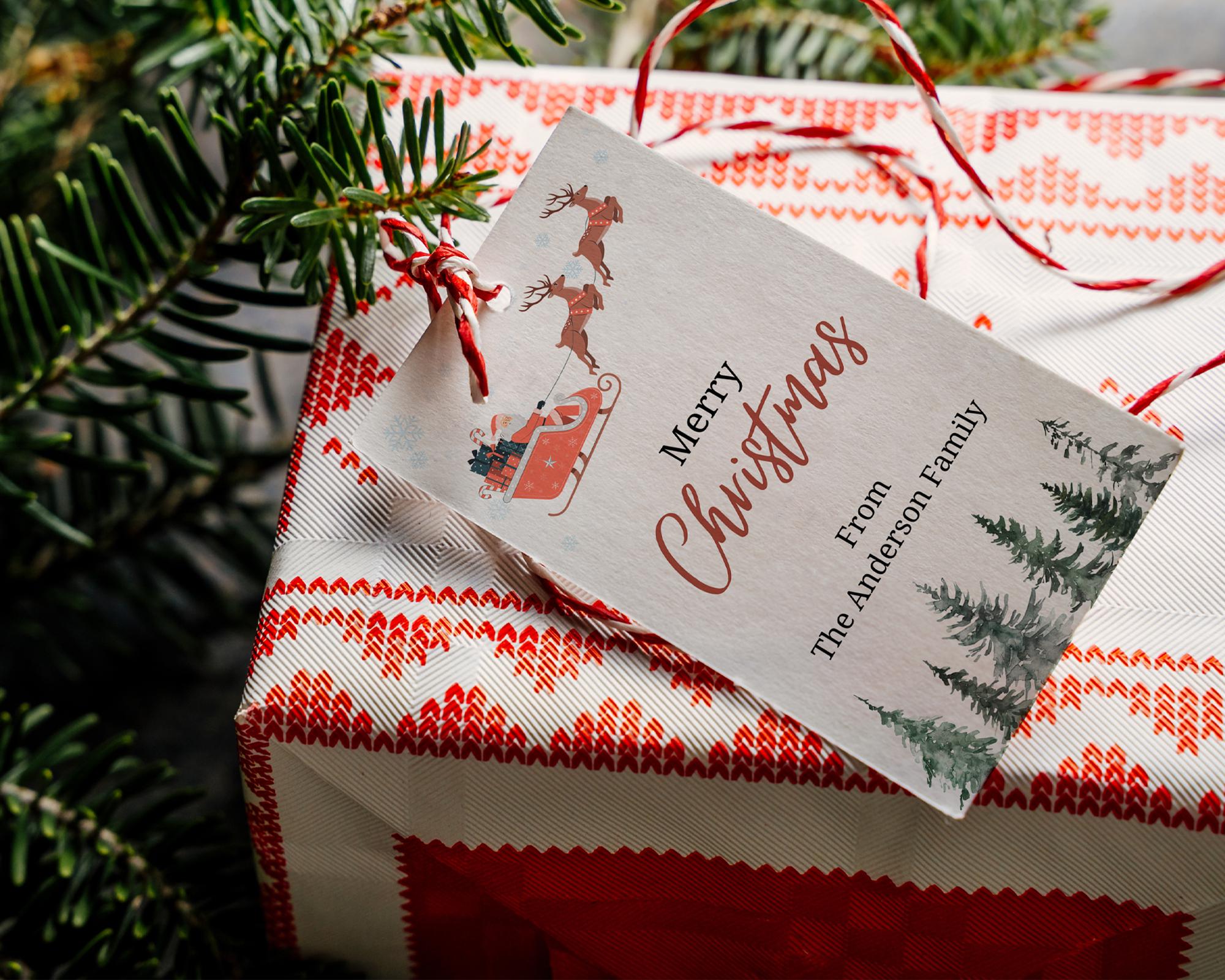 Editable Christmas Tag Template – Canva DIY Holiday Tags – Instant ...