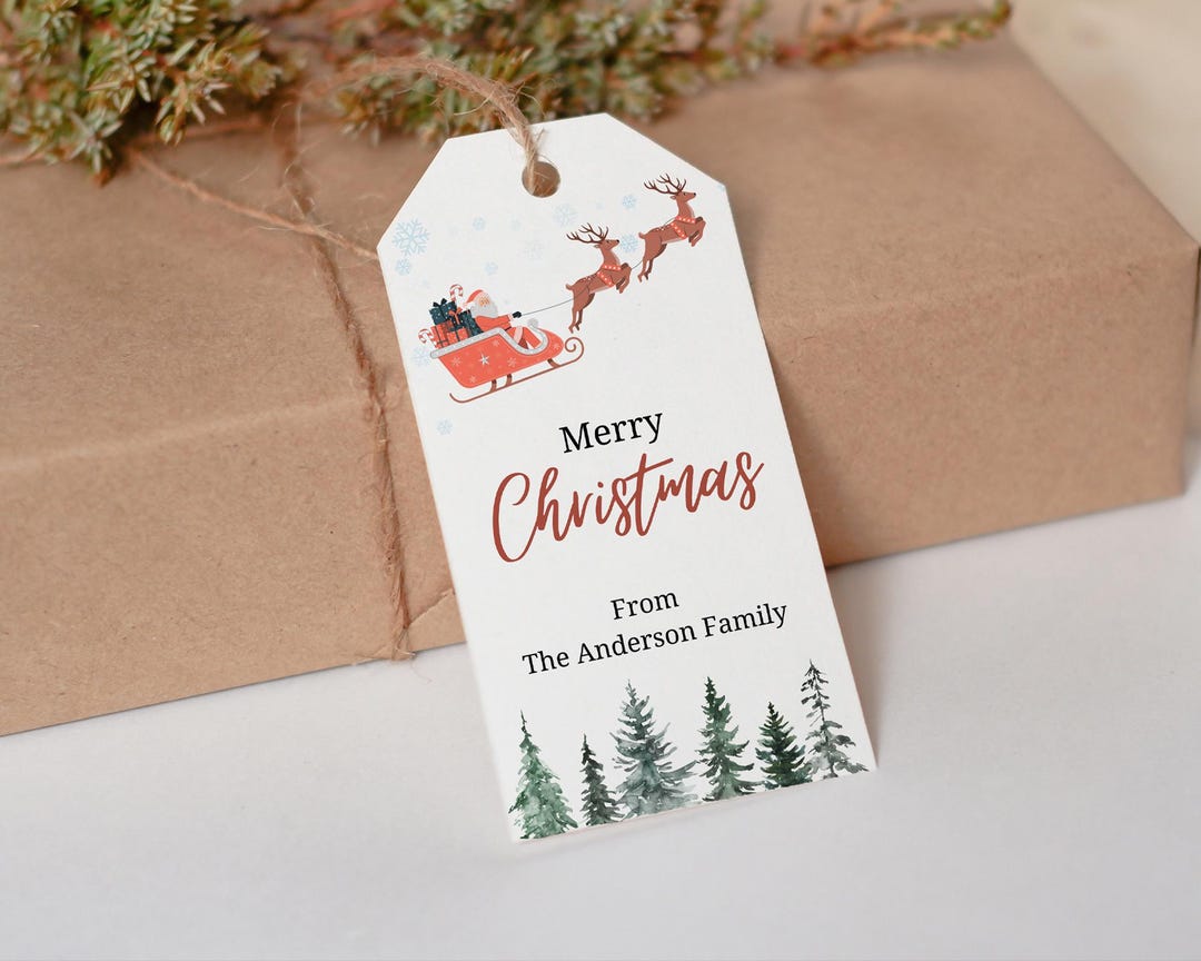 Editable Christmas Tag Template – Canva DIY Holiday Tags – Instant ...