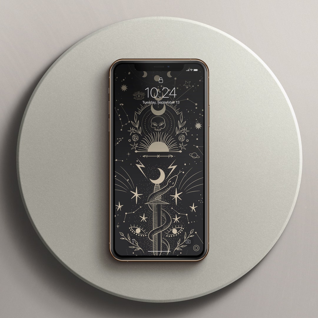 Universe Snake | Moon | Stars | Phone Wallpaper | Skull - Etsy