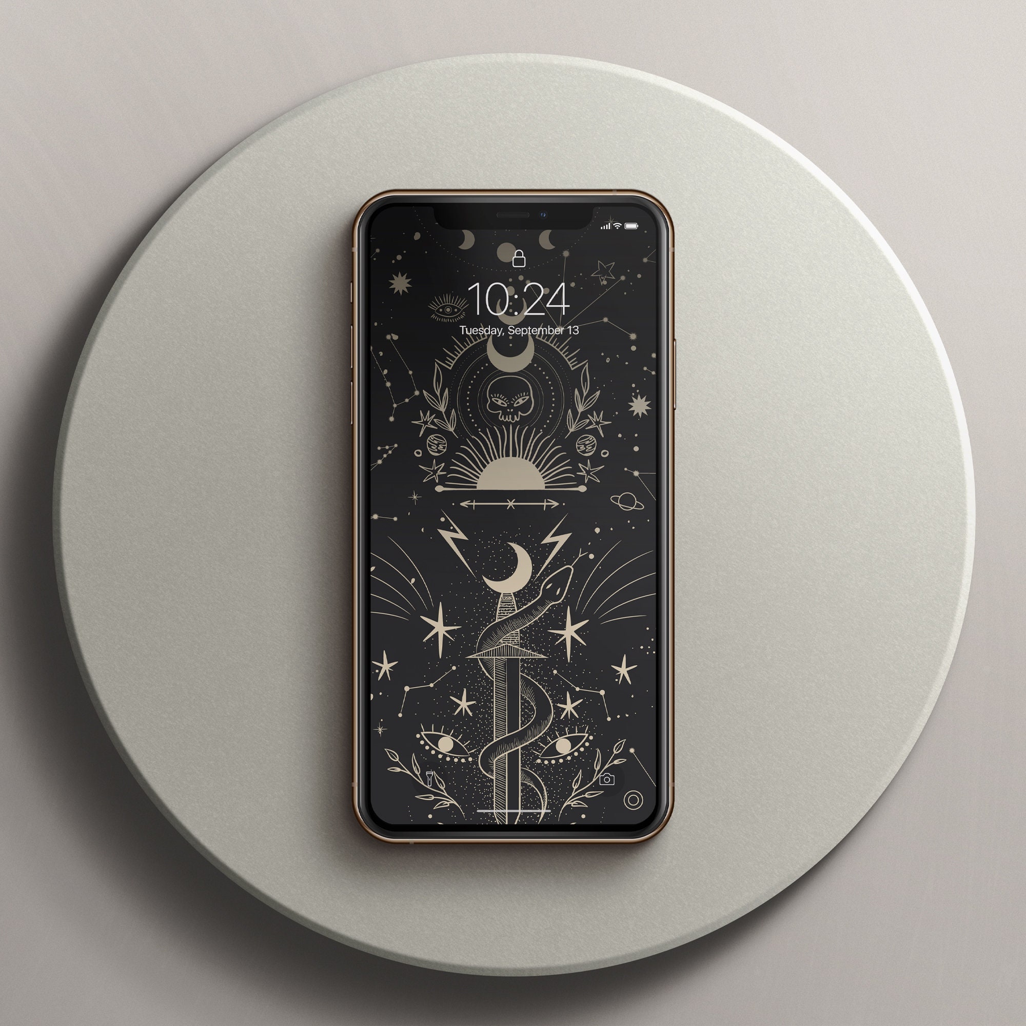Universe Snake | Moon | Stars | Phone Wallpaper | Skull - Etsy