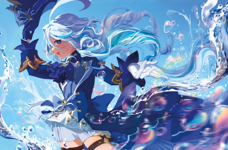 Focalors Furina Postcard Print Genshin Impact Hydro Archon Art 5.5x8.5 ...