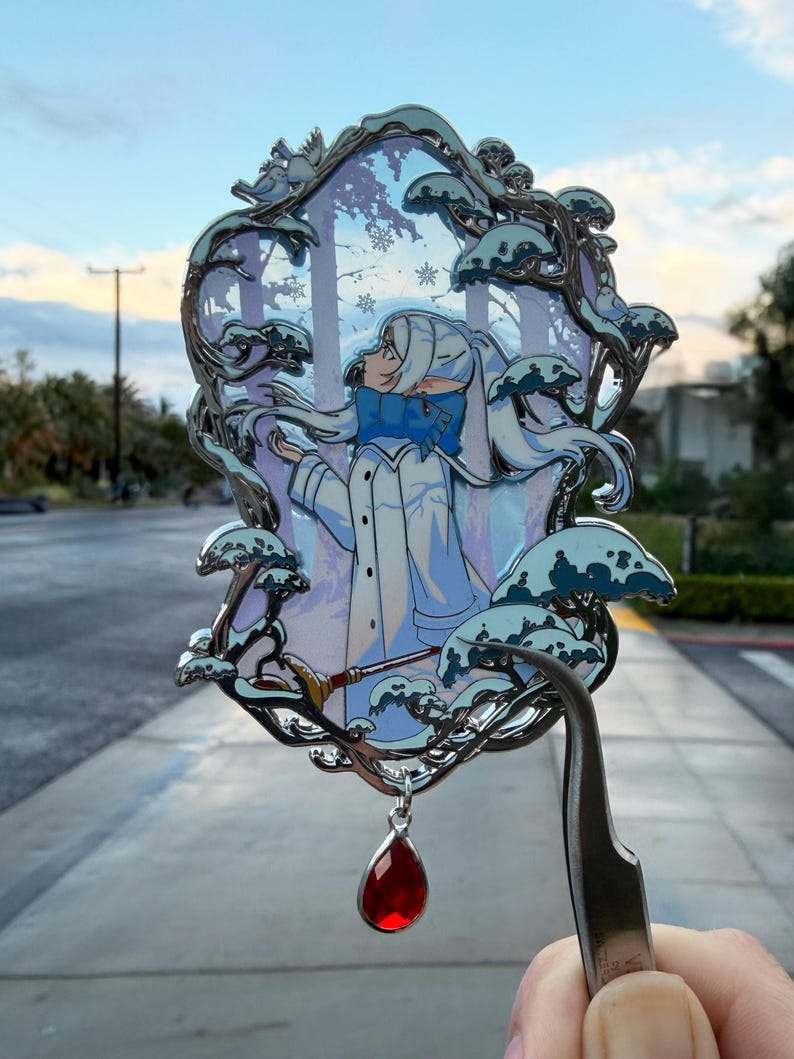 Winter Frieren 3 Inch Stained Glass Enamel Pin With Silk Screen Details ...