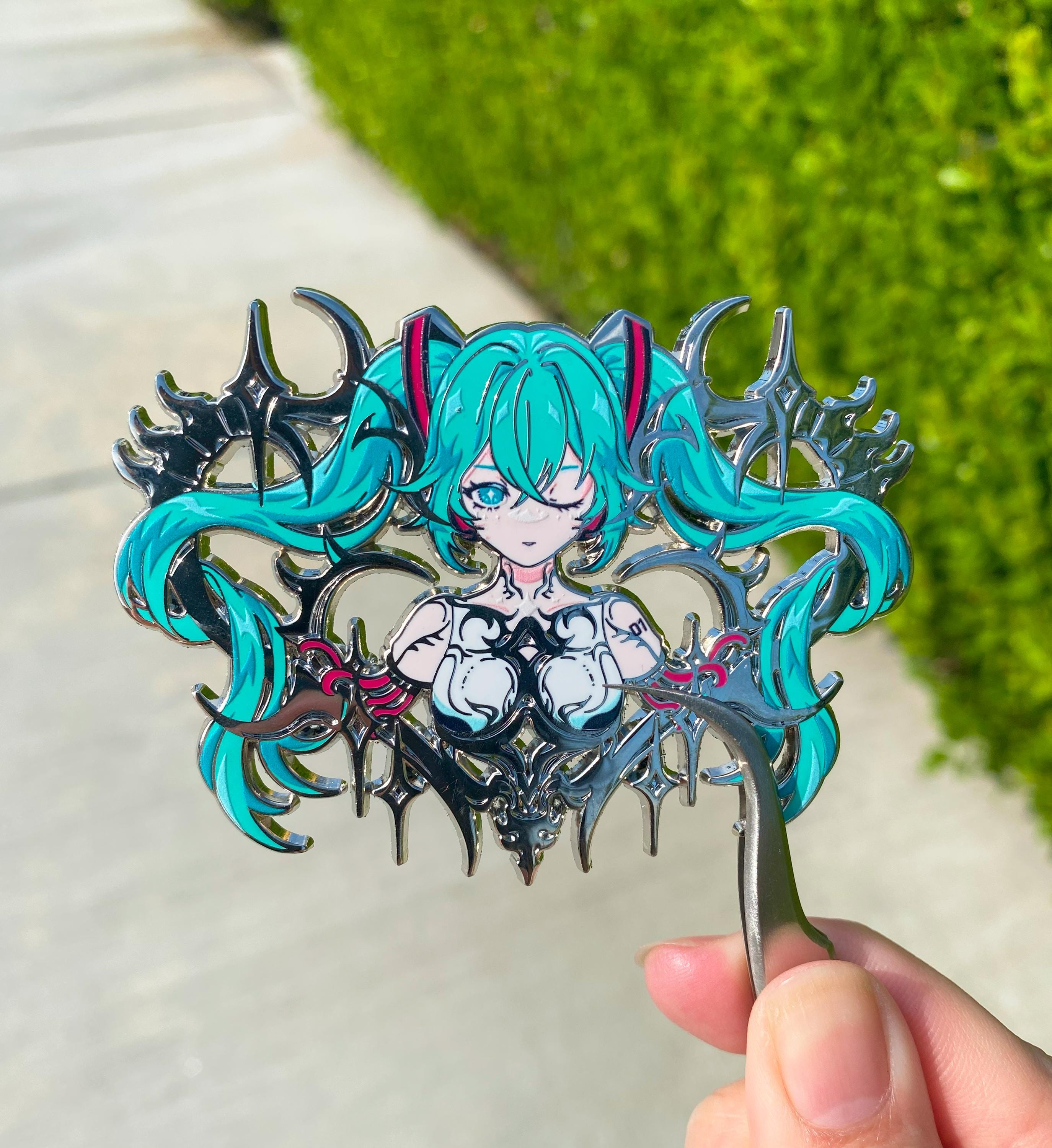Cybersigilistic Silver Miku Enamel Pin, 3 Inch Vocaloid Enamel Pin ...