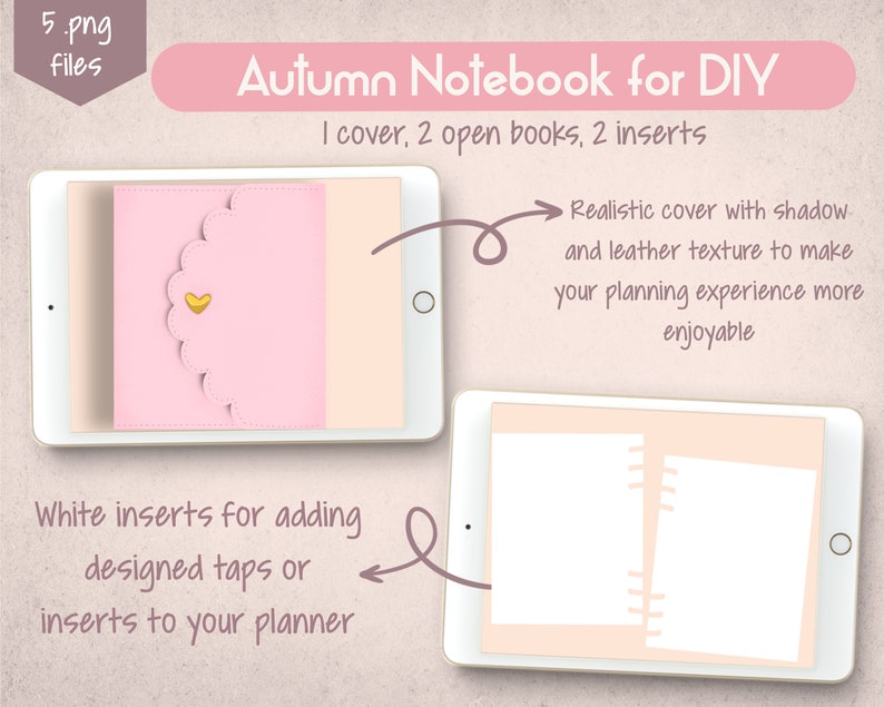 Soft Pink Digital Pocket Ring Notebook for DIY Digital Planner - Etsy