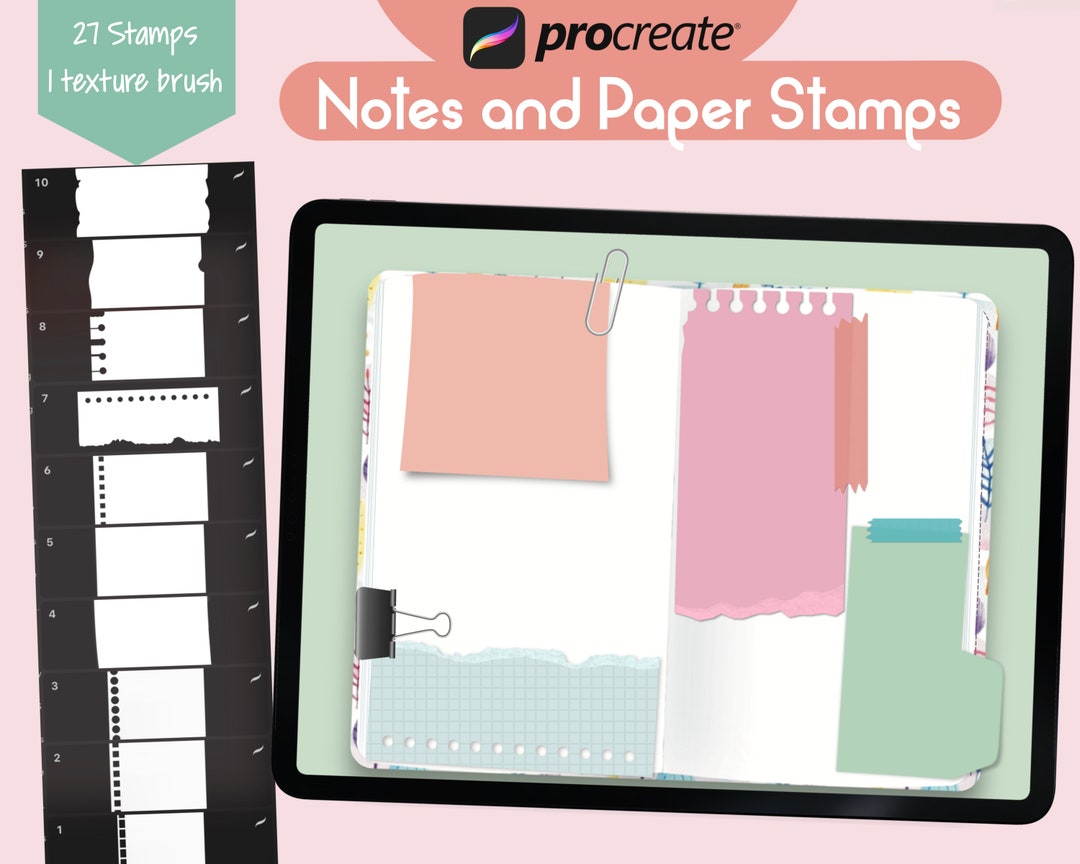 Procreate Notes and Paper Stamps Note Stamp Silhouettes for Digital ...