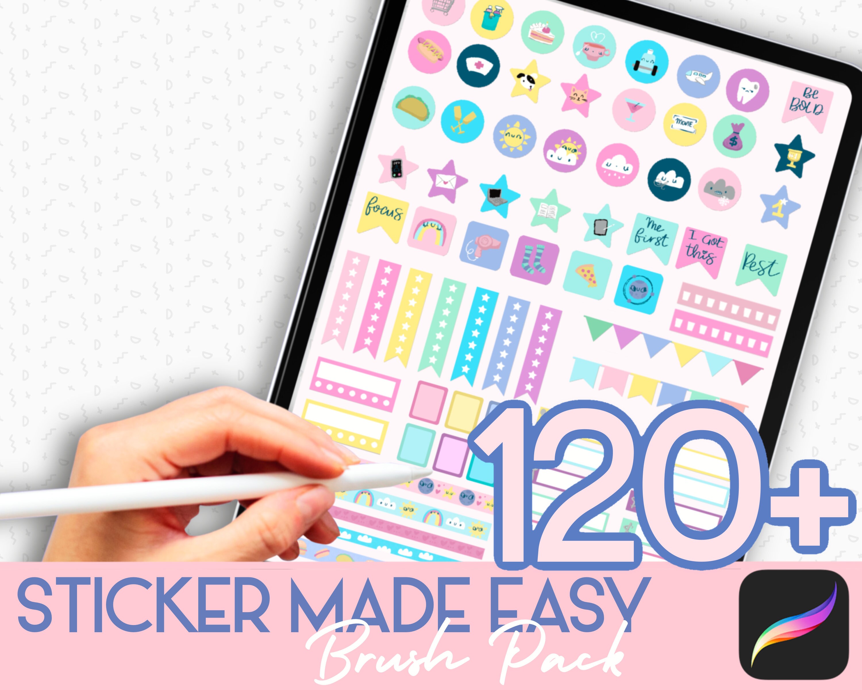 New Procreate Brushes for Sticker Design 7 Pack Brush Set for Sticker ...