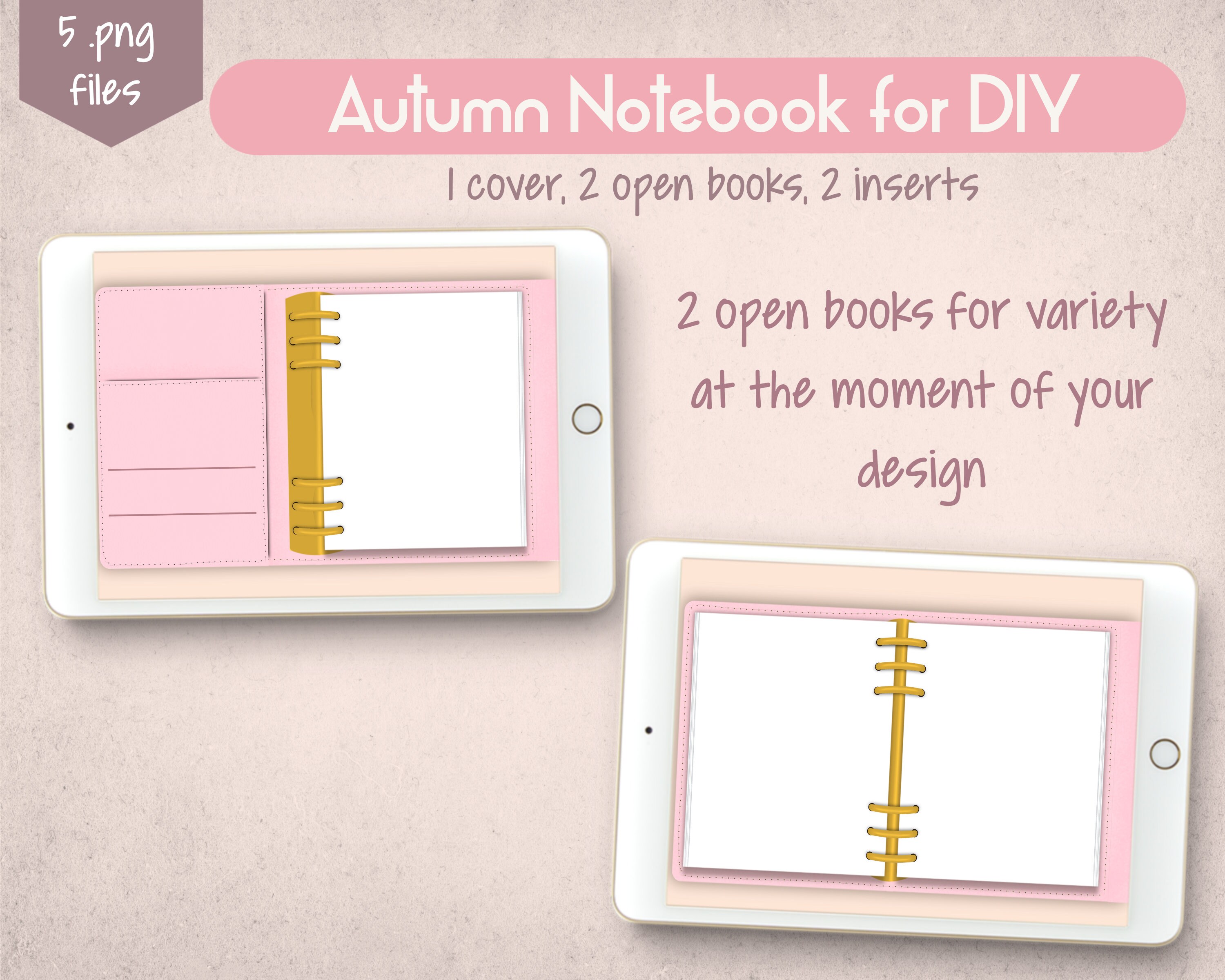 Soft Pink Digital Pocket Ring Notebook for DIY Digital Planner - Etsy