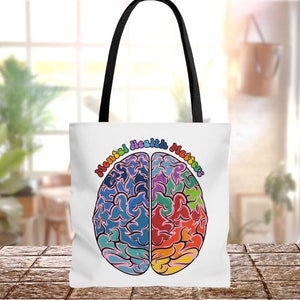 Mental Health Matters Tote Bag, Colorful Brain Design - Etsy
