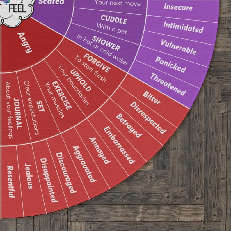 Feelings Wheel Rug, Emotions Circle Carpet, Mood Chart Mat, Therapy ...