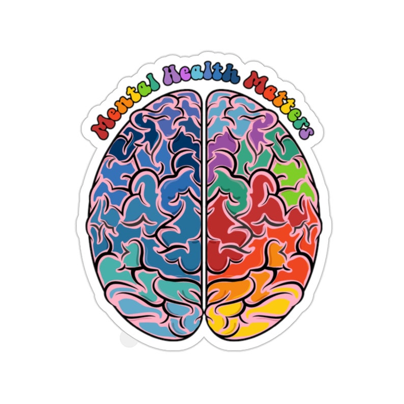 Mental Health Matters Sticker, Logic Feeling Brain Mental Health ...