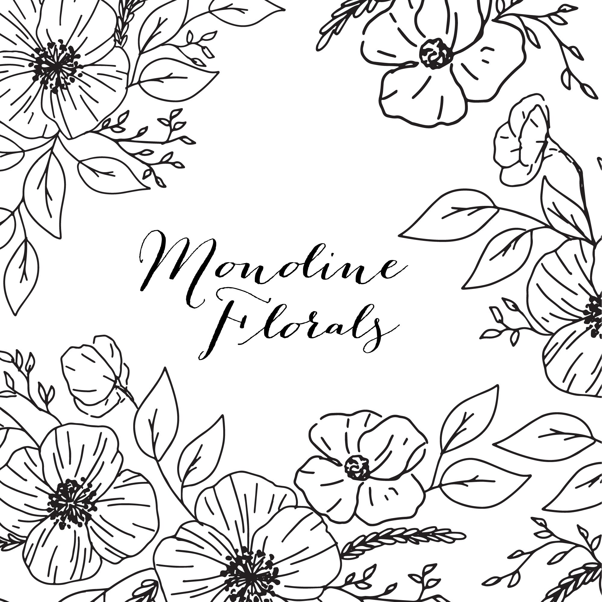 Monoline flower clip art LIne drawing flower/hand | Etsy