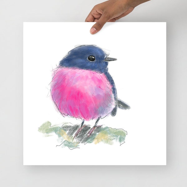 Pink Robin Drawing - Etsy