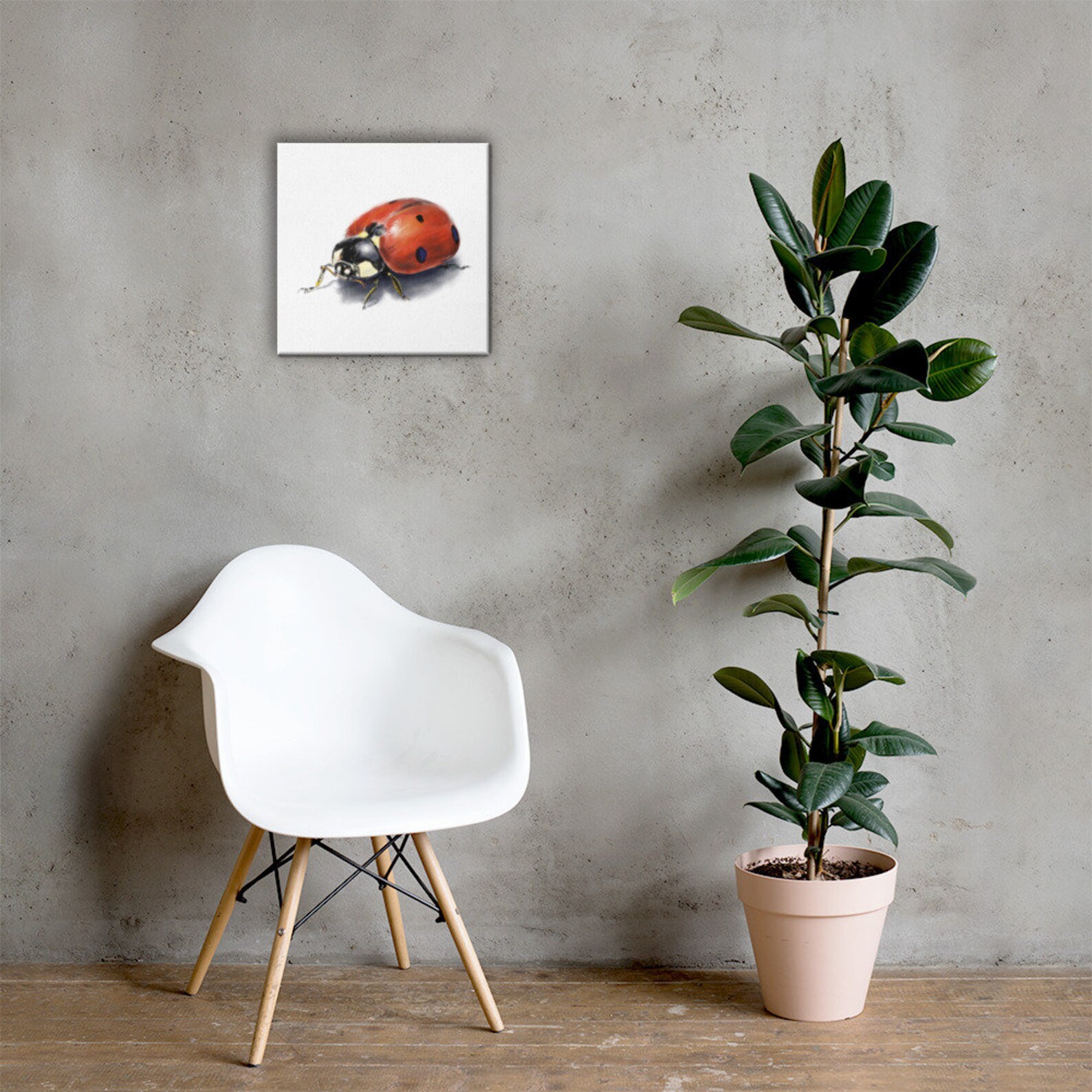 Ladybug Painting, Original Ladybird Art Print on Canvas, Insect Wall ...