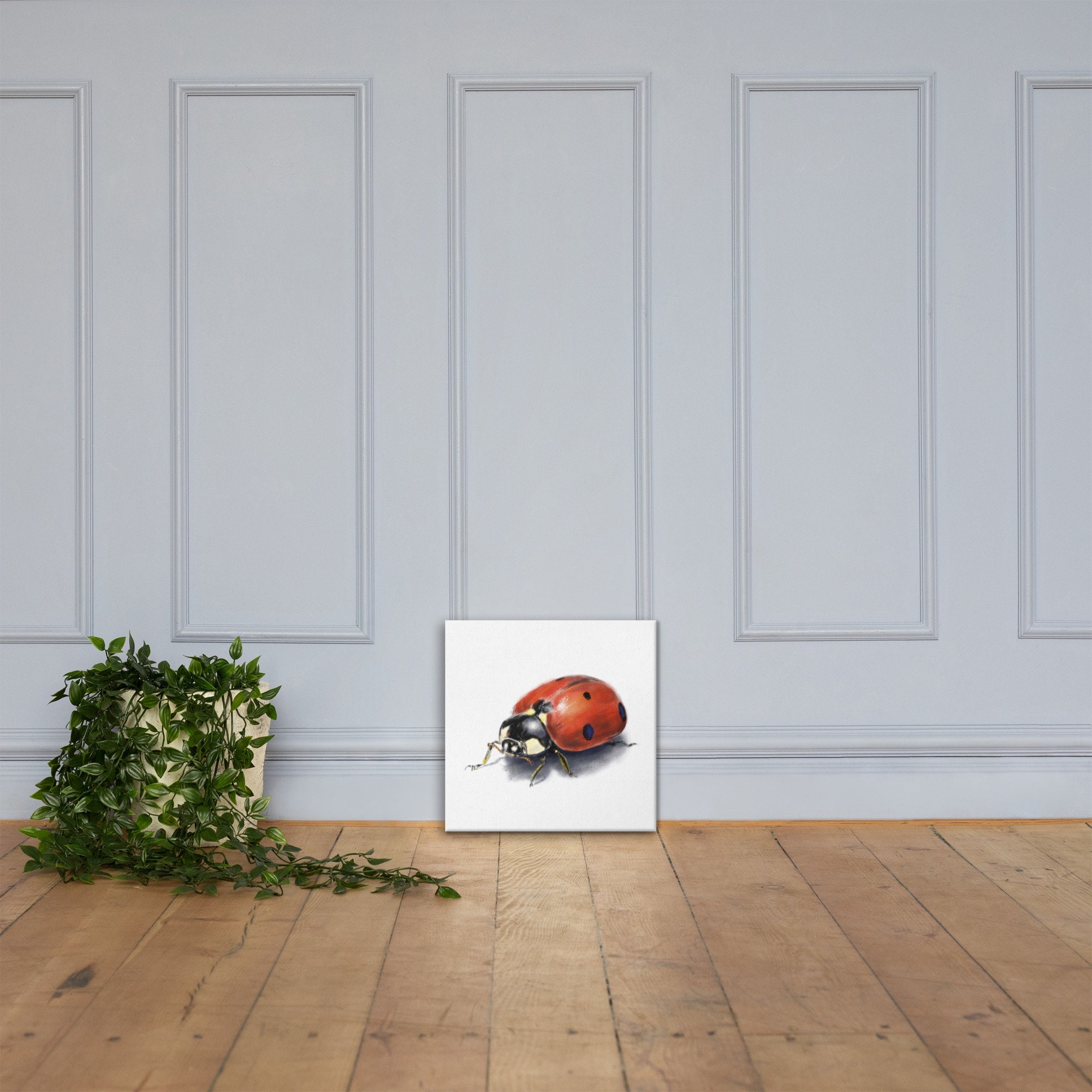 Ladybug Painting, Original Ladybird Art Print on Canvas, Insect Wall ...