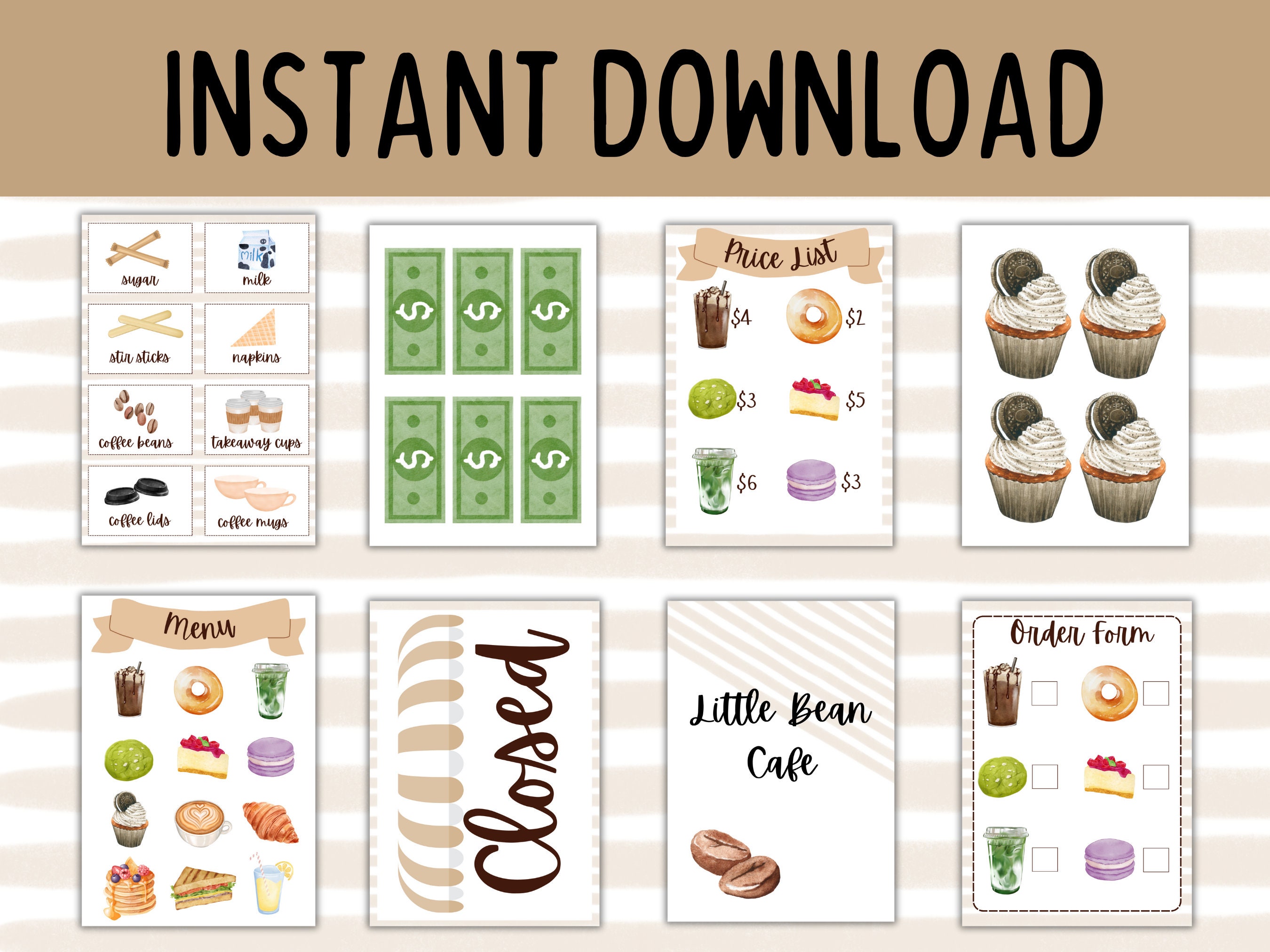 Coffee Shop Dramatic Play Printables - Etsy
