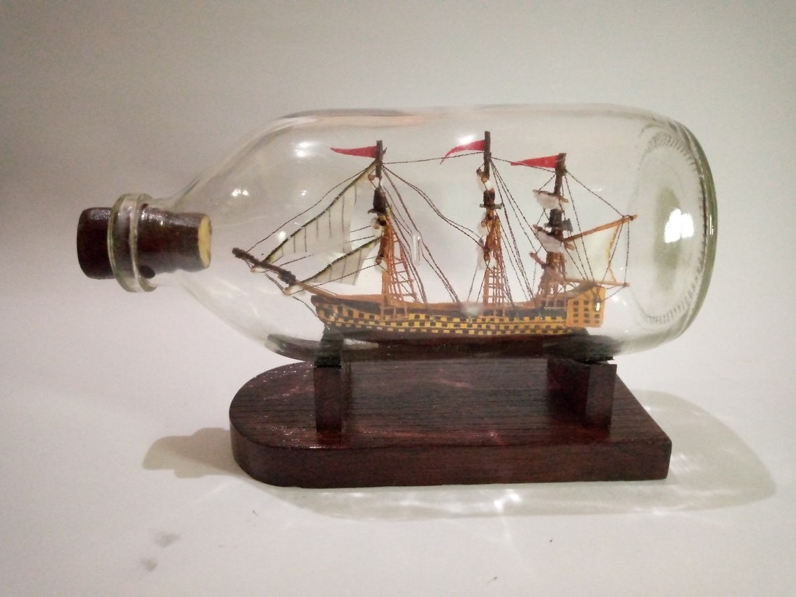 HMS Victory Miniature Ship in Bottle Glass Very Rare - Etsy