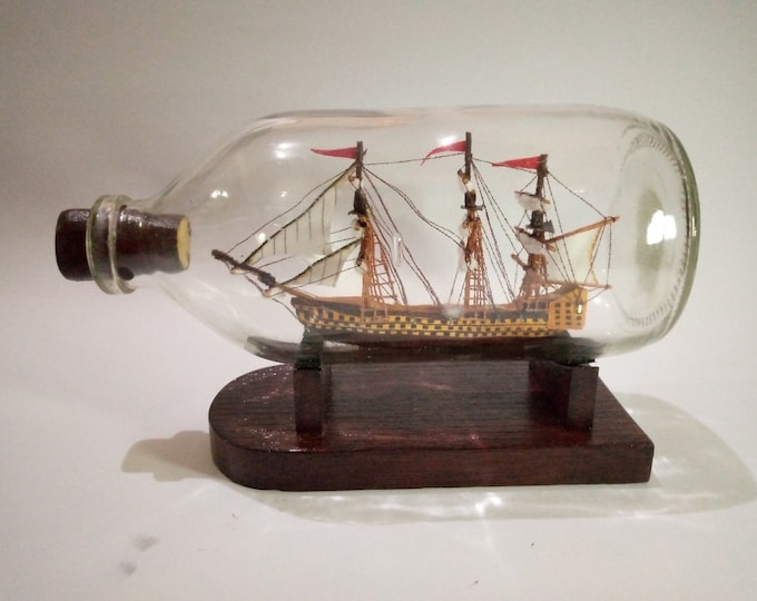HMS Victory Miniature Ship in Bottle Glass Very Rare - Etsy