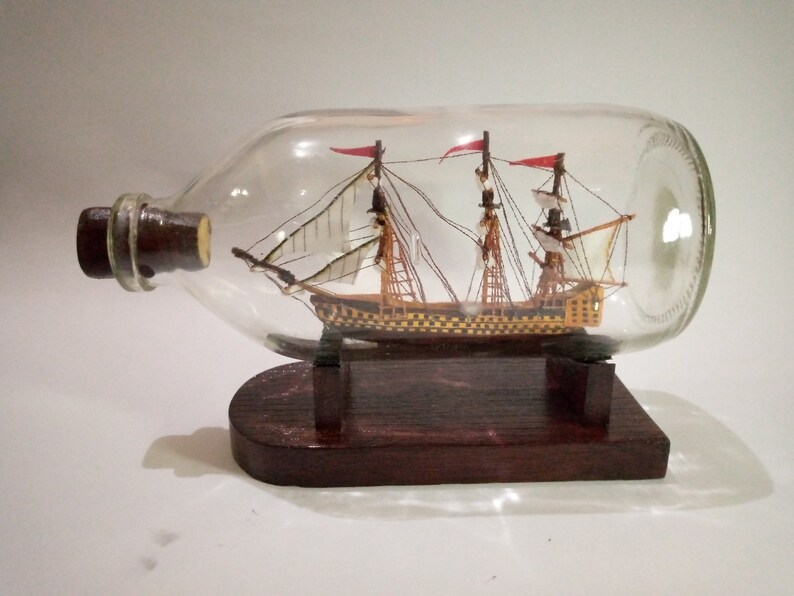 HMS Victory Miniature Ship in Bottle Glass Very Rare - Etsy