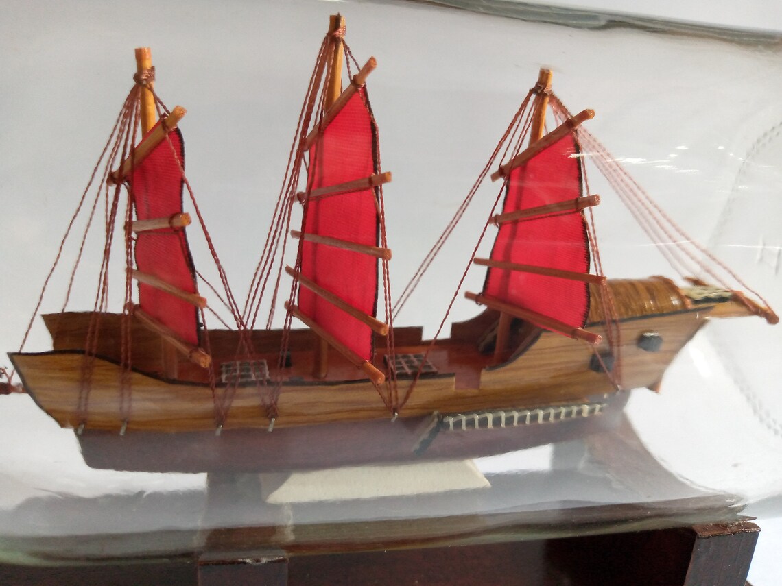 Red Dragon Miniature Ship In Bottle Glass Very Unique | Etsy