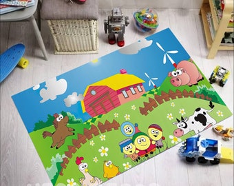 Kids Farm Rug - Etsy
