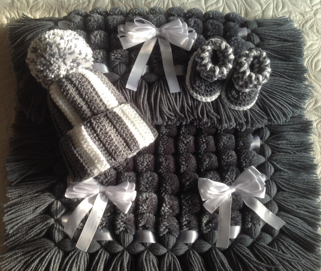 Babies Pompom Pram Blanket/topper/winter Blanket/baby Gift - Etsy UK