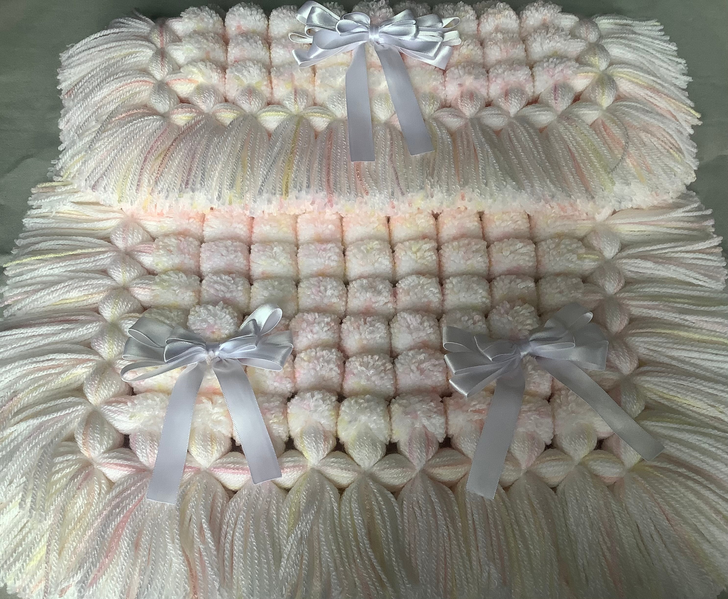 Pompom Pram Set, Blanket/pram Topper/baby Girl Gift/ Unique Gift ...