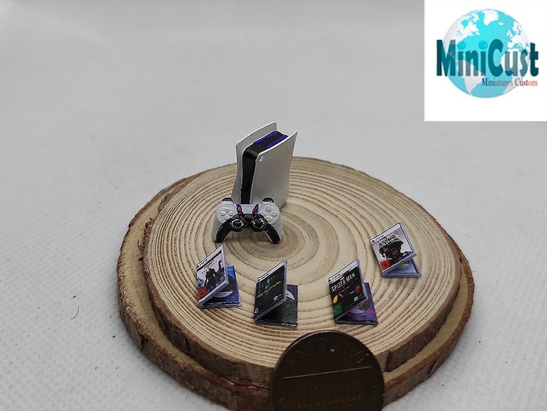 FAN ART PS5, MINIATURE Console Controller and 4 Games, 1/24 Scale 0.75 ...