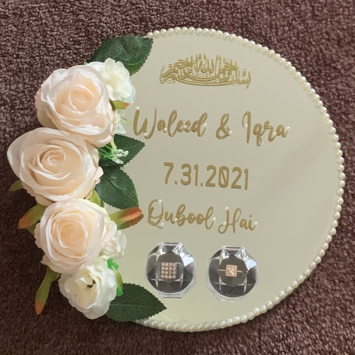 Personalised Wedding Ring Plate Centrepiece Custom Gift | Etsy