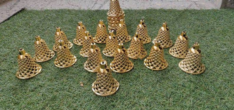 10 Piece Lot 2.5 Inches Golden Bell Christmas Tree Decoration Crafting ...