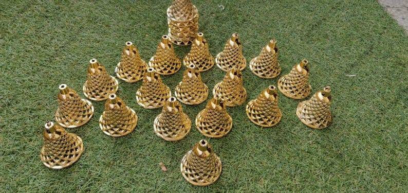 10 Piece Lot 2.5 Inches Golden Bell Christmas Tree Decoration Crafting ...