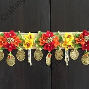 Valance Toran Fabric Floral Multi Color Toran Bead Traditional Wall ...