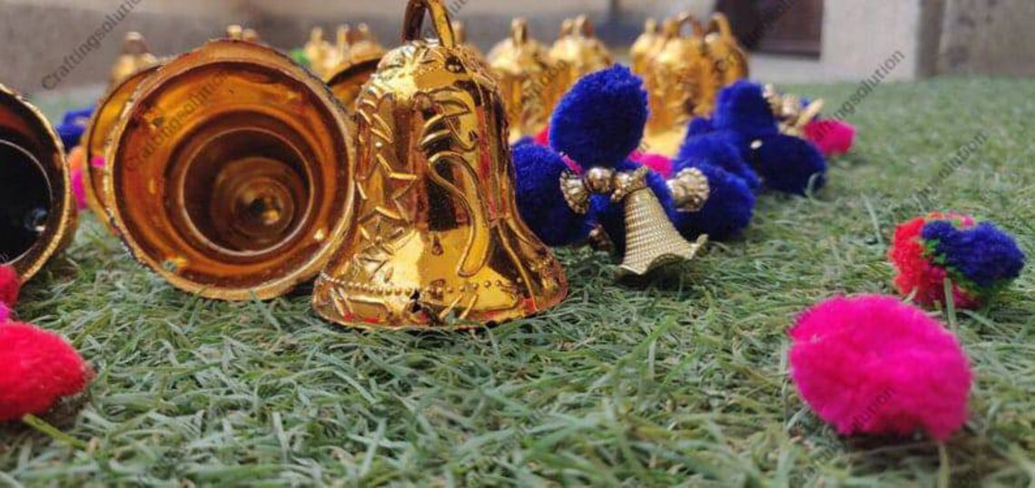 Plastic Bell 10 Piece Lot 2.5 Inches Golden Bell Christmas Tree ...