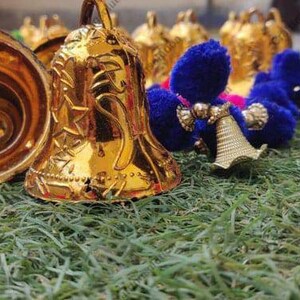 Plastic Bell 10 Piece Lot 2.5 Inches Golden Bell Christmas Tree ...