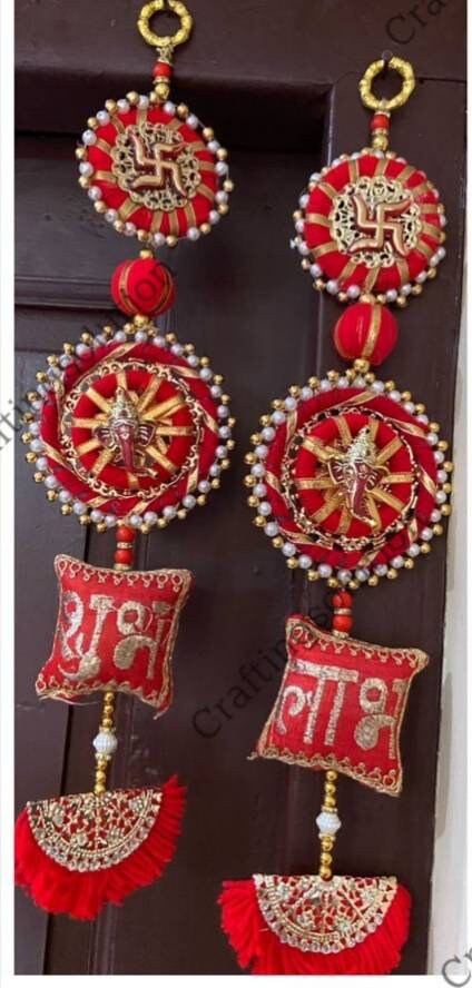 Shubh Labh Wall Hanging Valance Toran Bangle Crafts Door Hanging Beads ...