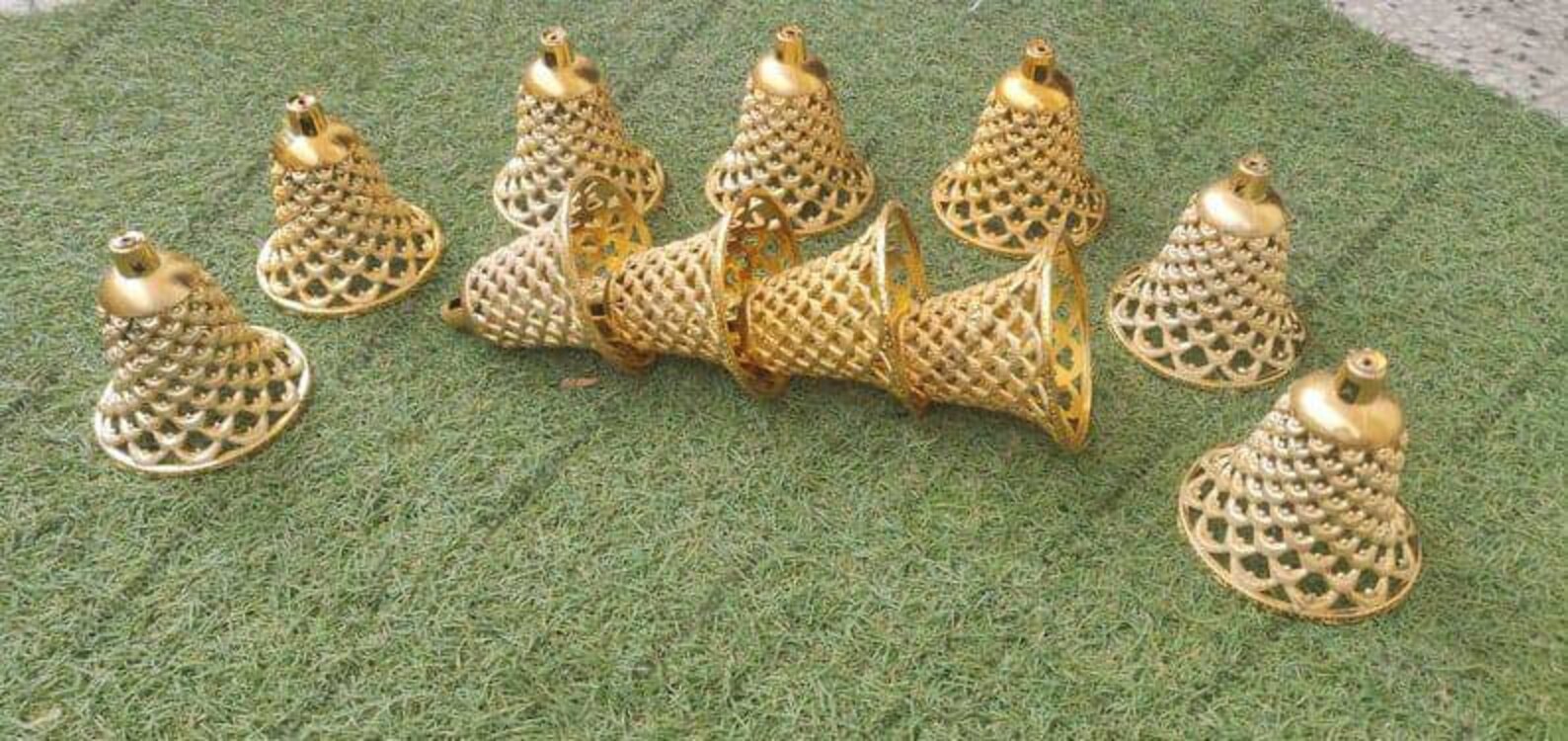 10 Piece Lot 2.5 Inches Golden Bell Christmas Tree Decoration Crafting ...