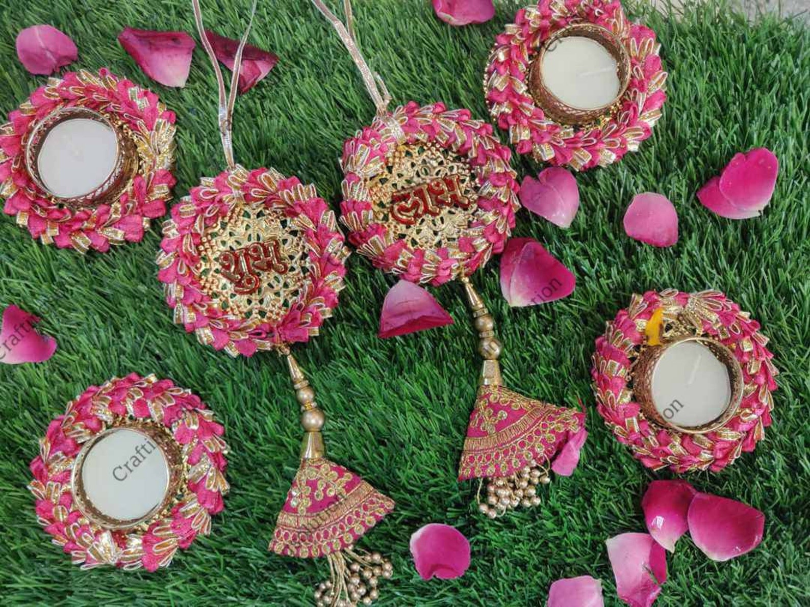 Beautiful Shubh Labh With Candle Set Tea Light Candle Holder Handmade ...