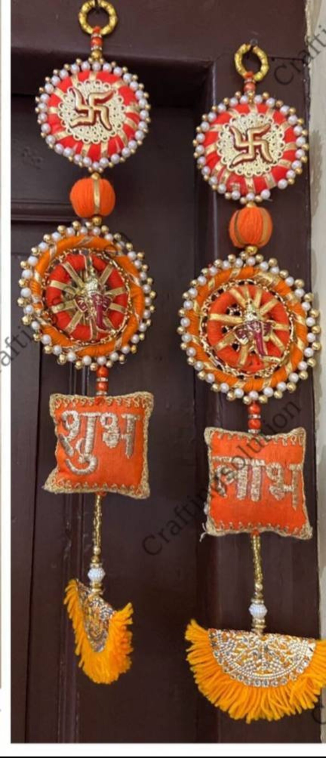 Shubh Labh Wall Hanging Valance Toran Bangle Crafts Door Hanging Beads ...