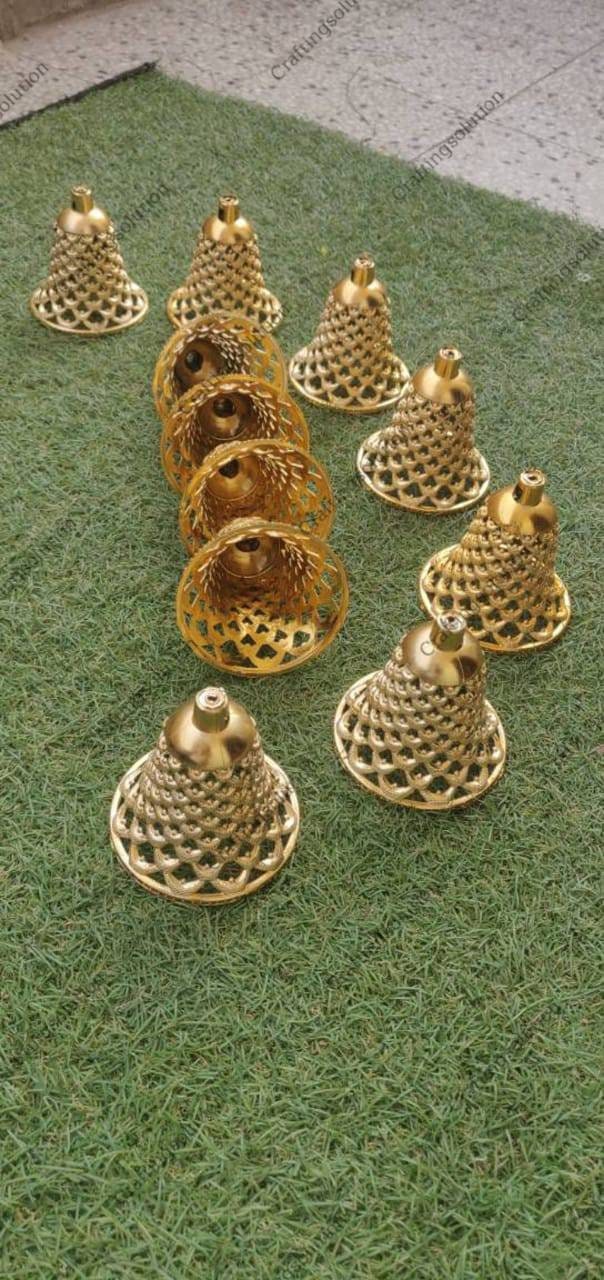 Golden Bells 10 Piece Lot 4.5 Inches Christmas Tree Decoration Crafting ...
