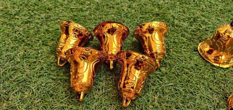 Plastic Bell 10 Piece Lot 2.5 Inches Golden Bell Christmas Tree ...