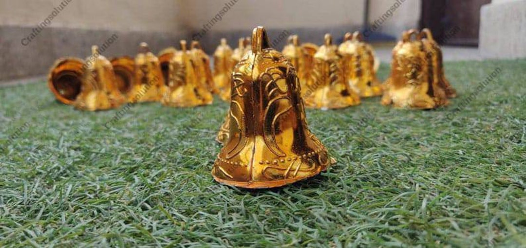 Plastic Bell 10 Piece Lot 2.5 Inches Golden Bell Christmas Tree ...