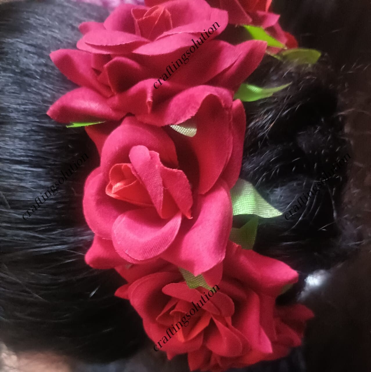 Artificial Rose Gajra Bridal Bun Hair Accessories Woman Flower ...