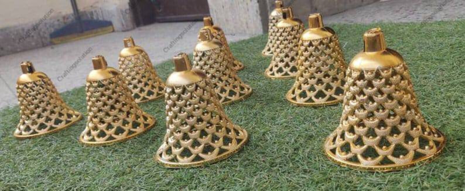 Golden Bells 10 Piece Lot 4.5 Inches Christmas Tree Decoration Crafting ...