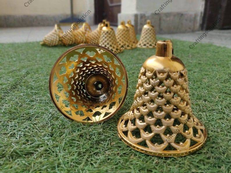 Golden Bells 10 Piece Lot 4.5 Inches Christmas Tree Decoration Crafting ...