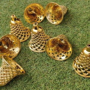 Golden Bells 10 Piece Lot 4.5 Inches Christmas Tree Decoration Crafting ...