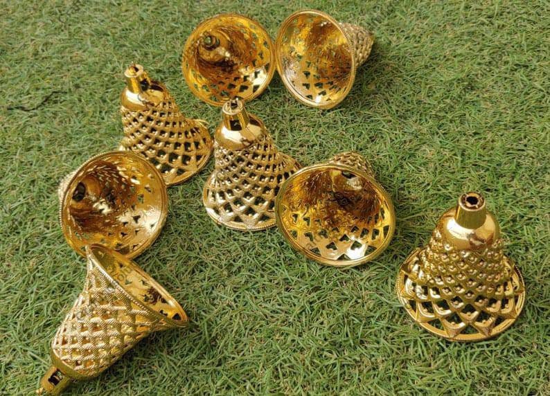 Golden Bells 10 Piece Lot 4.5 Inches Christmas Tree Decoration Crafting ...