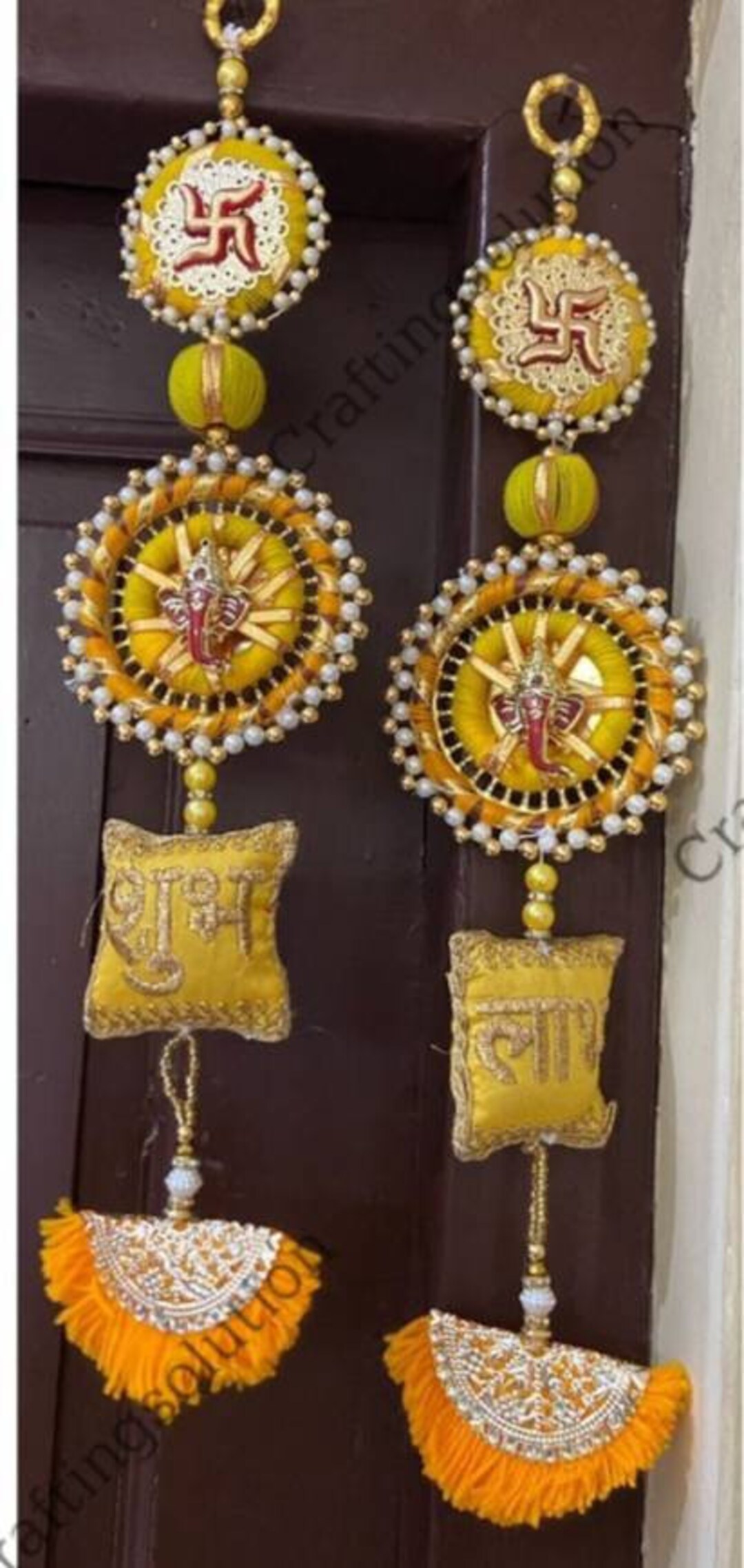 Shubh Labh Wall Hanging Valance Toran Bangle Crafts Door Hanging Beads ...